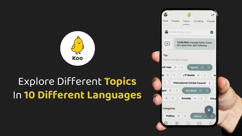 Koo launches ‘Topics’ in 10 languages, a first on social media ...